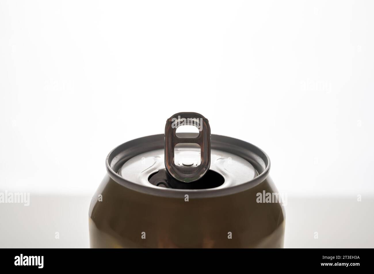 Aluminum beverage cans. Open aluminum cans, photographed against the ...