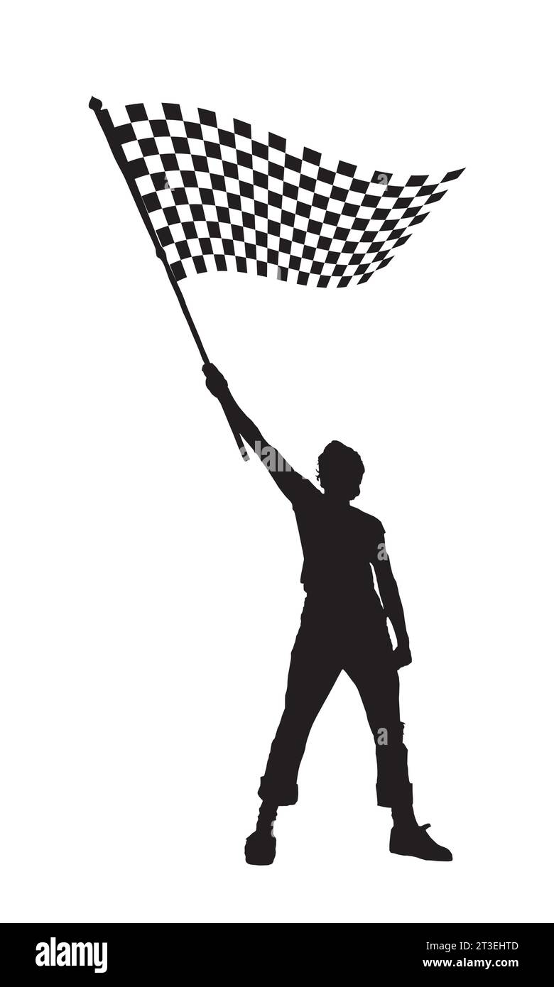 Checkered flag man Stock Vector Images - Alamy