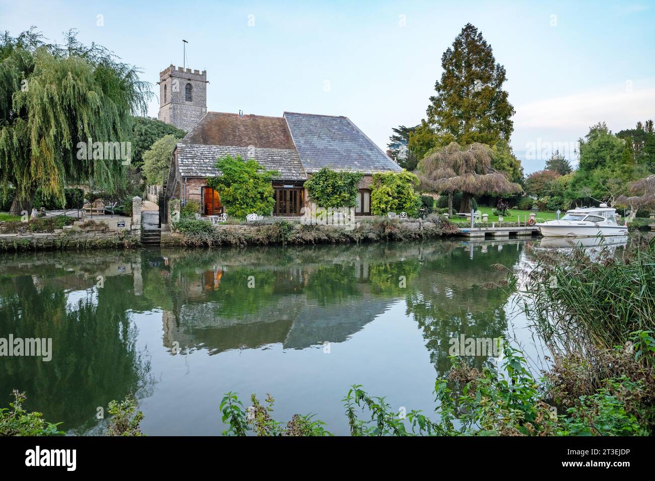 The Priory Hotel on the River Frome, Wareham, Dorset, England, Uk Stock ...