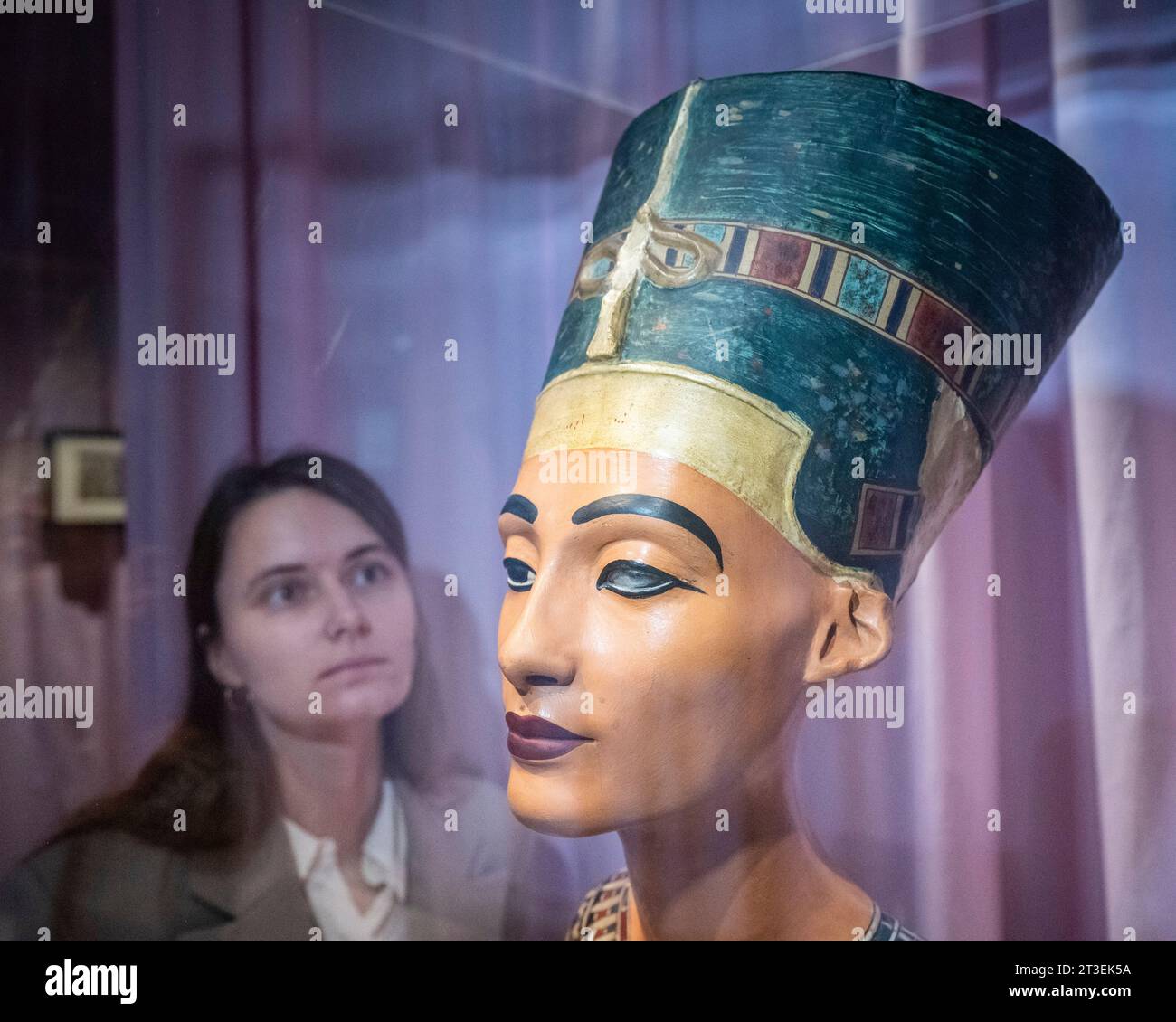 London, UK. 25 October 2023. A staff member views a reconstruction of ...