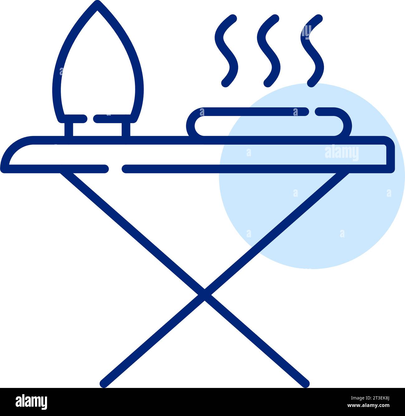 Ironing clothes. Board, iron and hot folded clothes. Pixel perfect icon ...