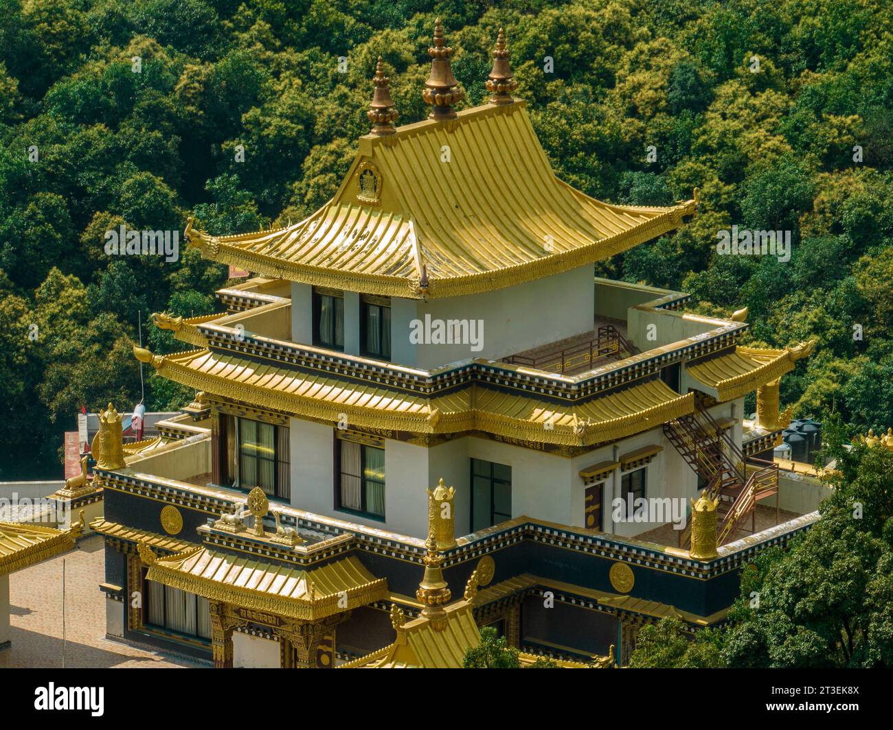 Aerial view of the Azom Monastery in Dakshinkali, Nepal. It is close to ...