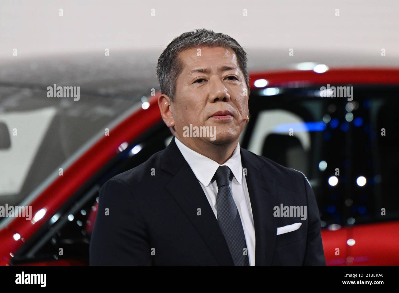 BMW Japan CEO Masatoshi Hasegawa speaks during press day of the Japan Mobility Show 2023 in ...
