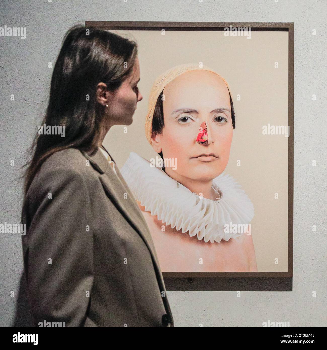 London, UK. 25th Oct, 2023. Model with 'The Disobedient Nose' (both ...