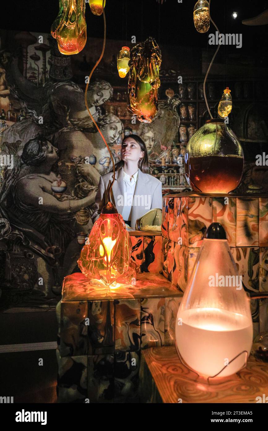 London, UK. 25th Oct, 2023. Model with 'Beauty Sensorium', by researcher and curator Jill Burke ...