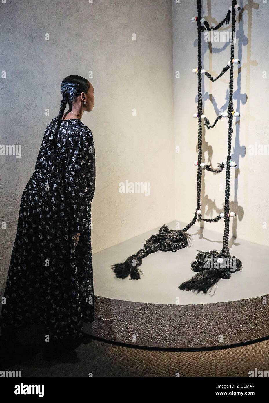 London, UK. 25th Oct, 2023. Model with 'We Climb', 2021, by Jennifer ...