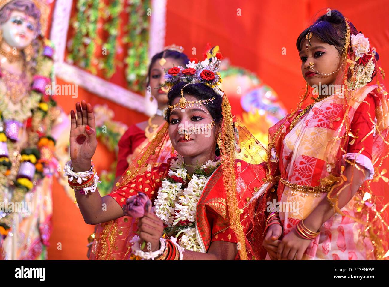 Kolkata, India. 23rd Oct, 2023. Little Kumari girls seen during the ...