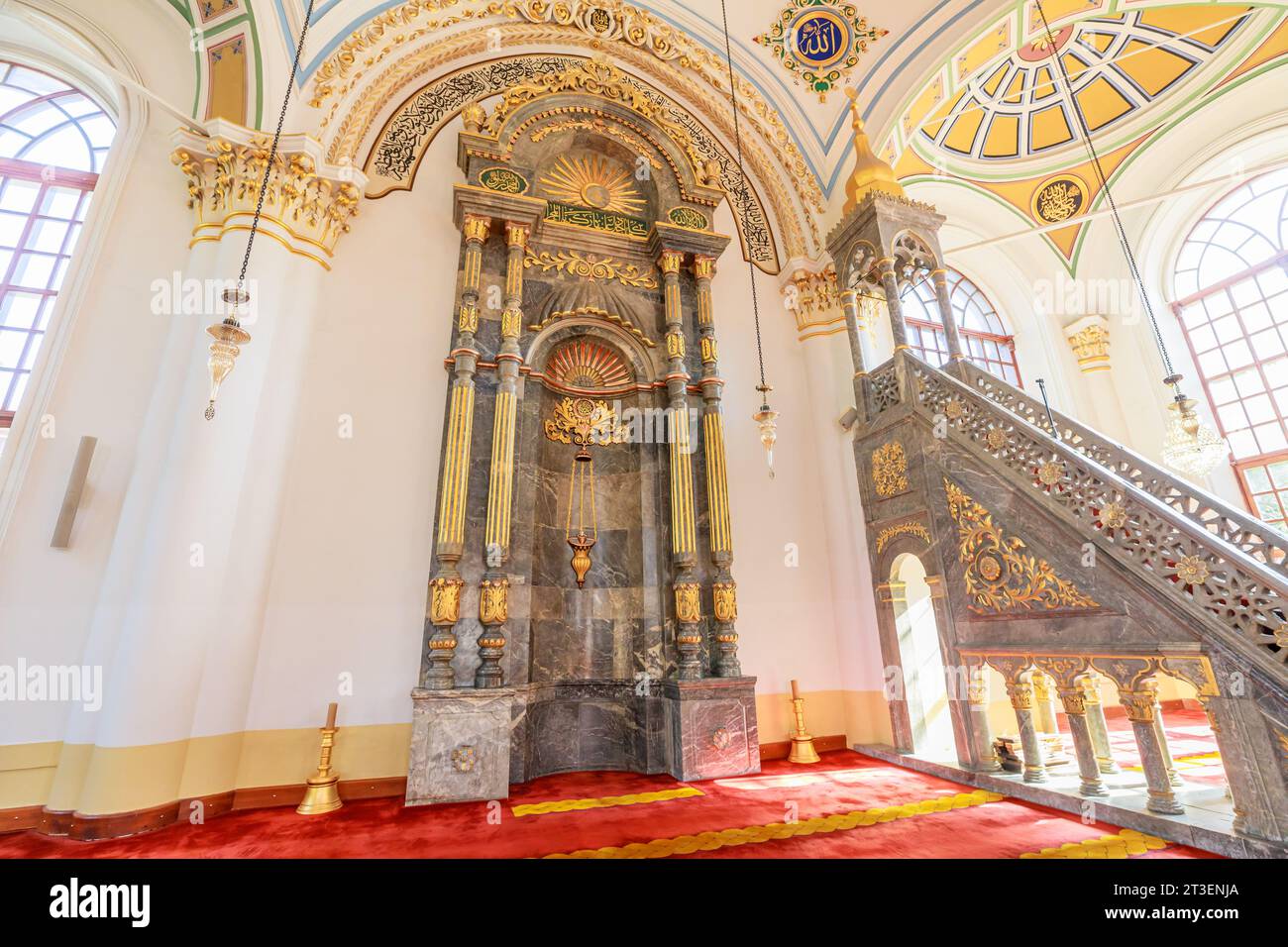 Konya, Turkey - Aug 5,2023: Aziziye Mosque's interior, splendid ...