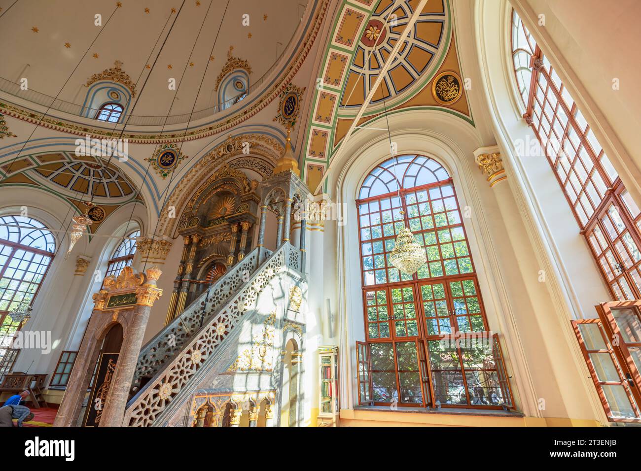 Konya, Turkey - Aug 5,2023: The Aziziye Mosque's interior is a stunning ...