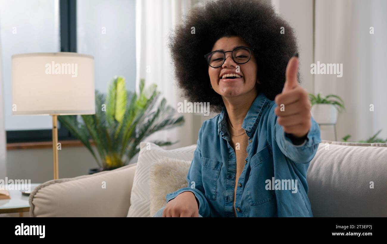 Happy smiling excited winner African American woman homeowner girl ...