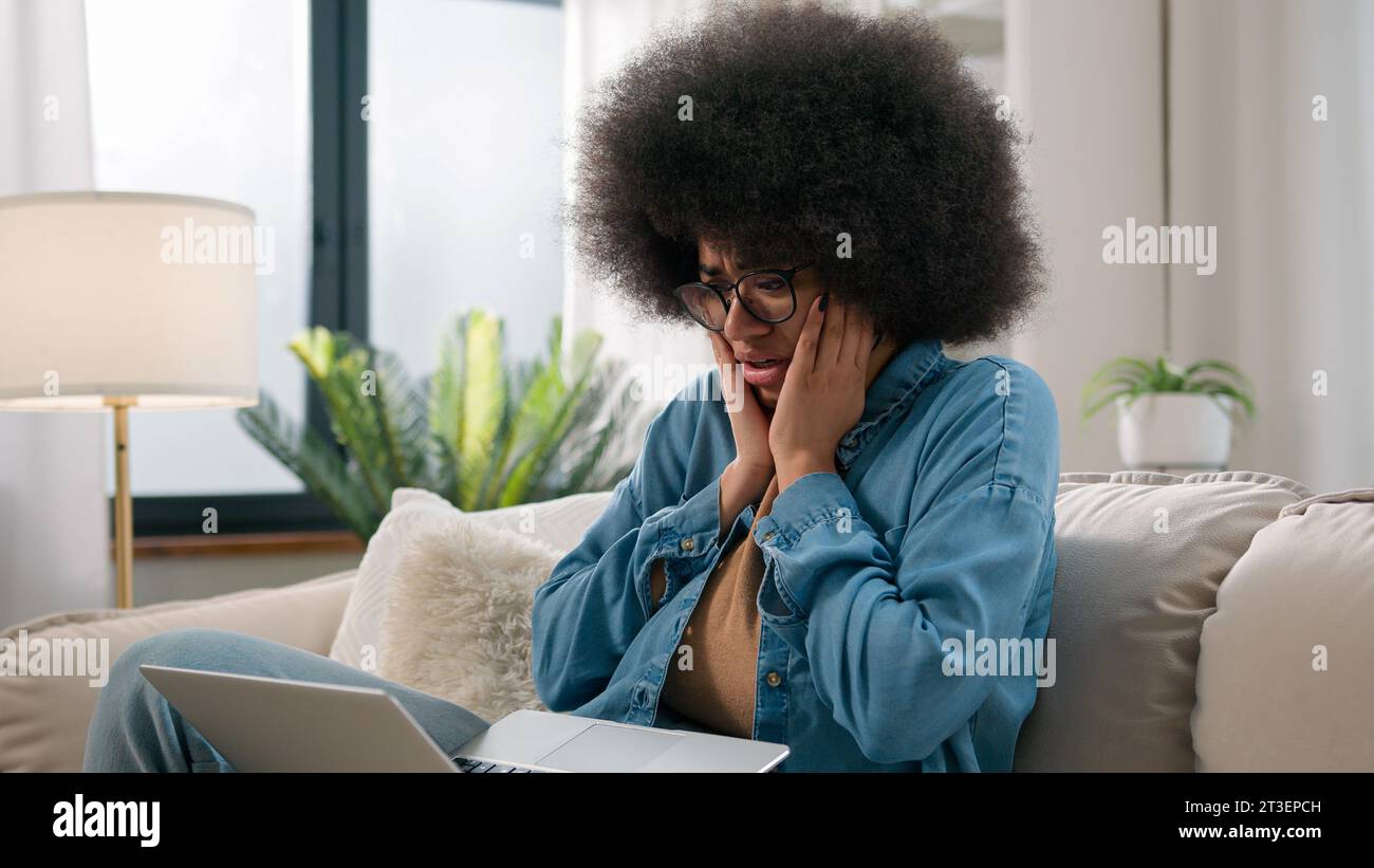 Sad Upset Shocked Anxious Worried Confused African American Woman