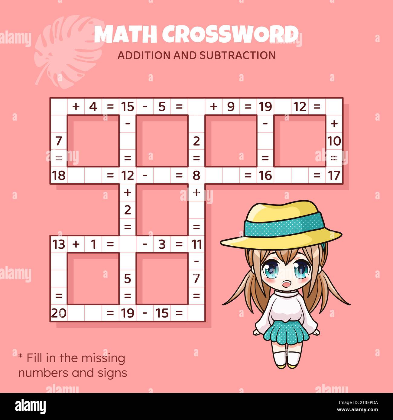 Math Crossword puzzle. Addition and subtraction Stock Vector Image ...