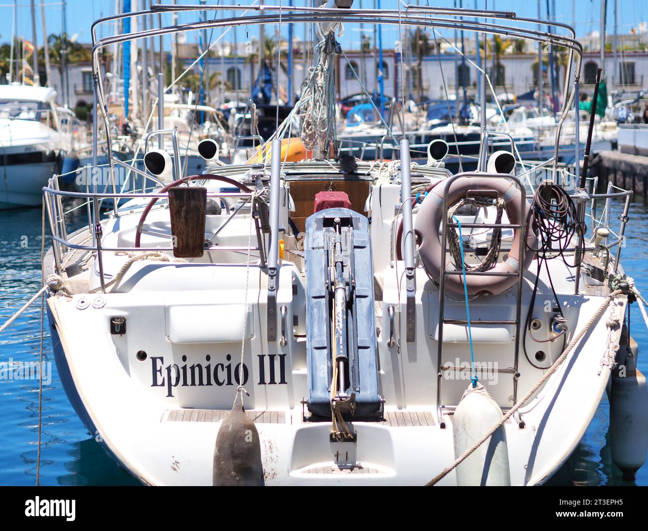 Sailing Boat in dock Stock Photo - Alamy