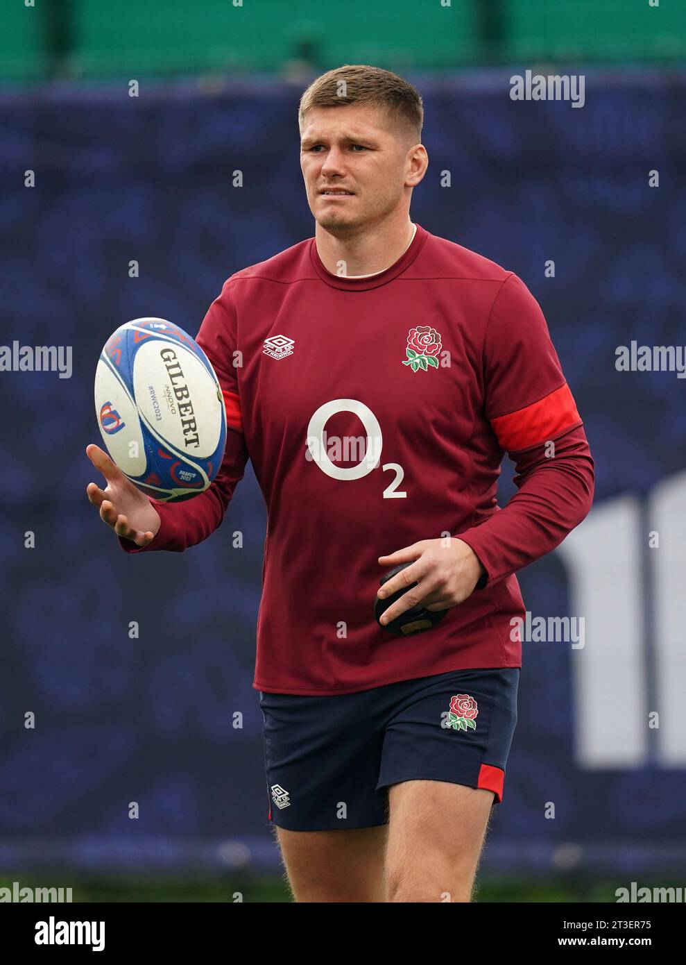 England captain Owen Farrell during the team run training session at ...