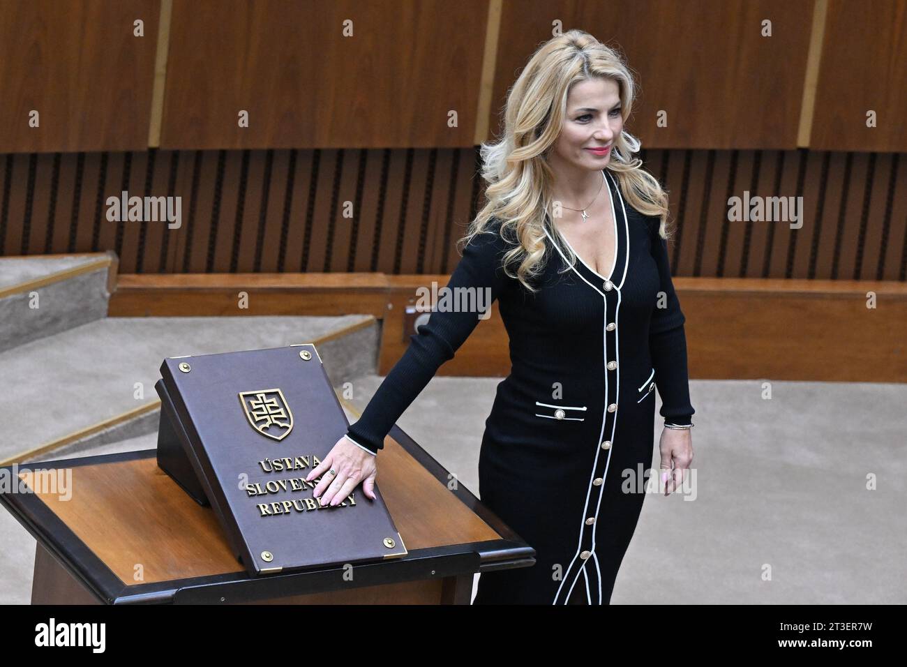 Bratislava, Slovakia. 25th Oct, 2023. Slovak television presenter and ...