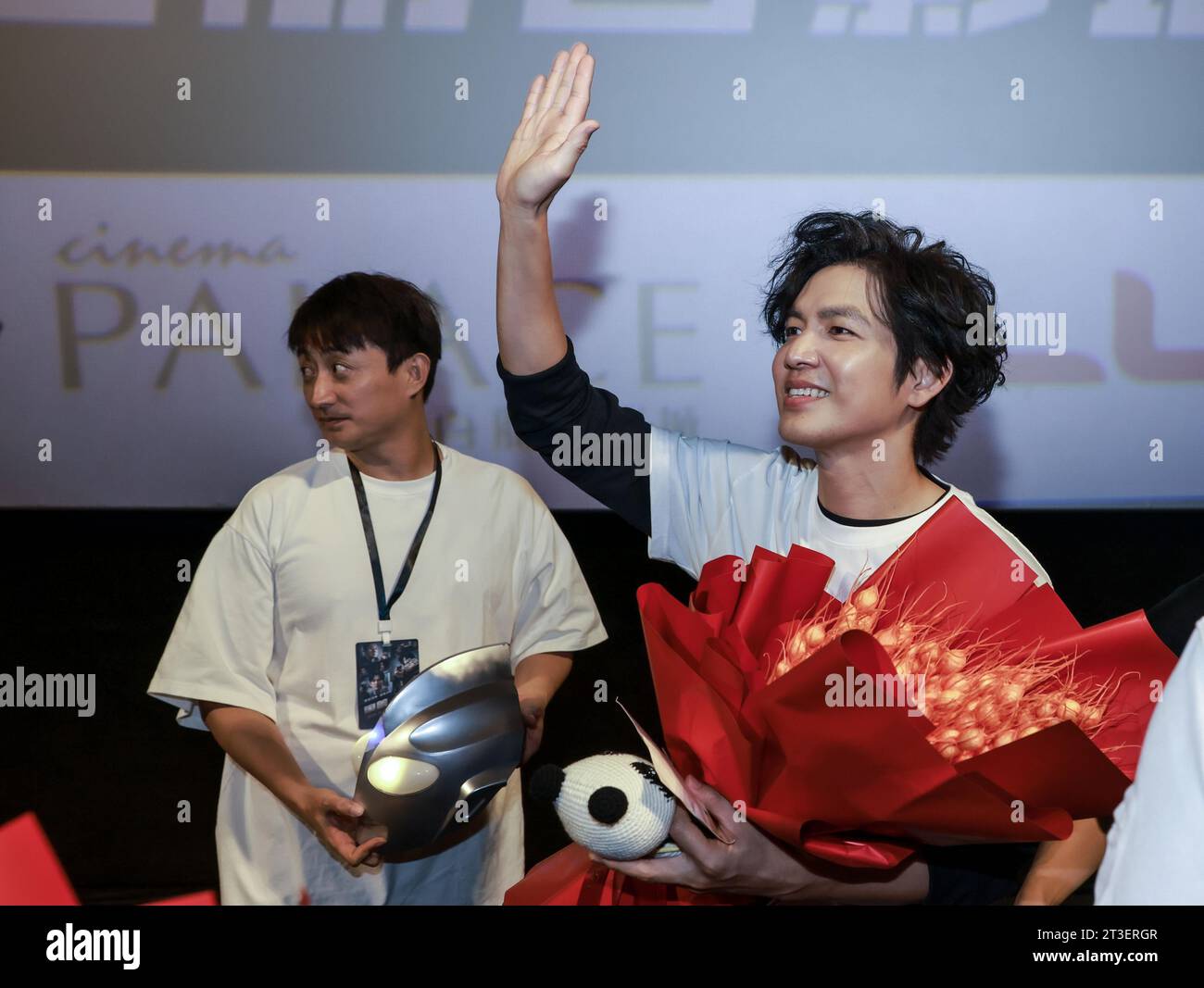 Hong Kong actor and singer Wallace Chung promotes a film in Wuhan City ...