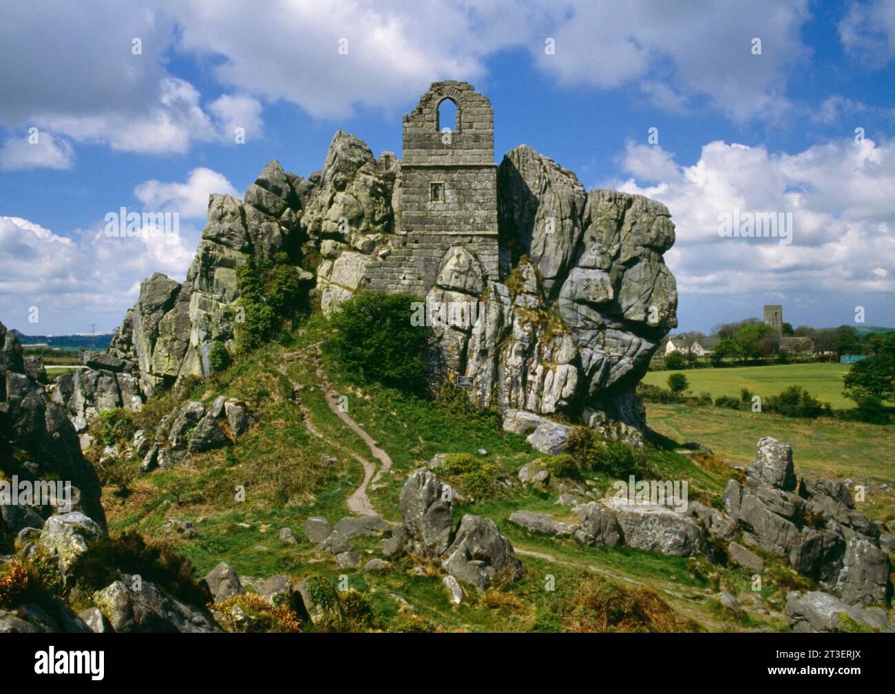 View westwards of St Michael's Chapel, Roche Rock, Cornwall, England ...
