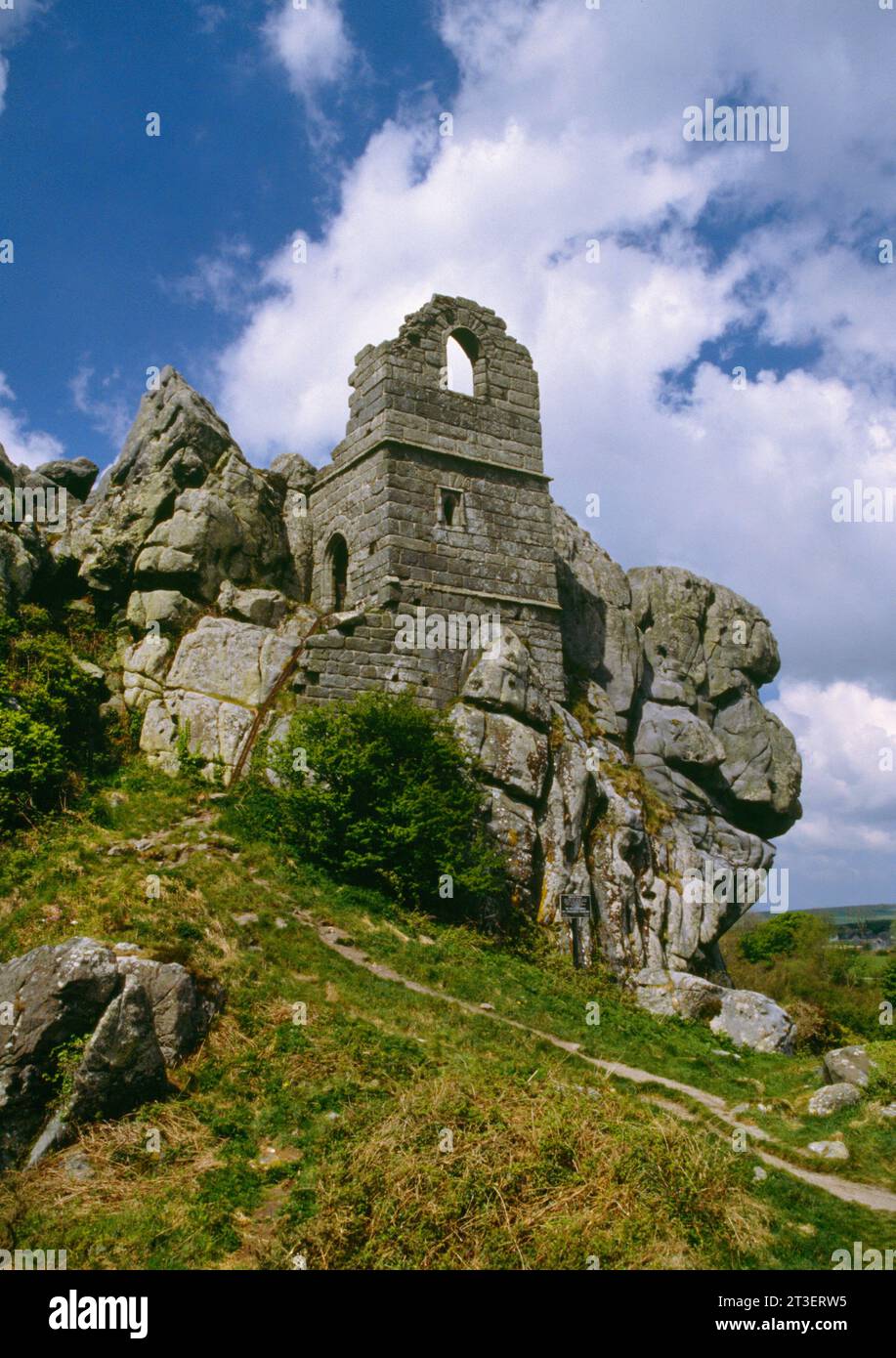 View NW looking up at St Michael's Chapel, Roche Rock, Cornwall ...