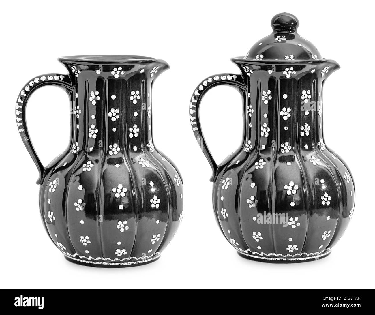 The antique pottery pitcher isolated on white background Stock Photo ...