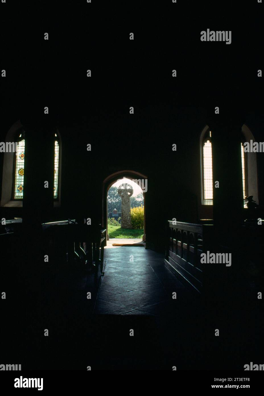 Cardinham C10th Celtic churchyard cross, Cornwall, England, UK, looking ...