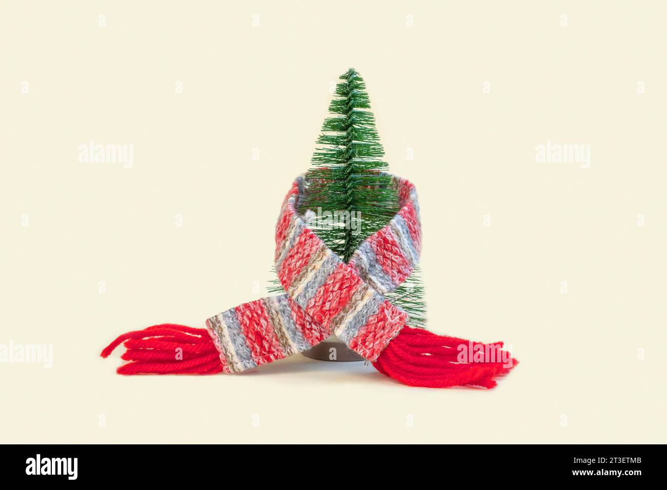 Christmas Tree in a Scarf. Creativity Image of Cold Season. Heating ...
