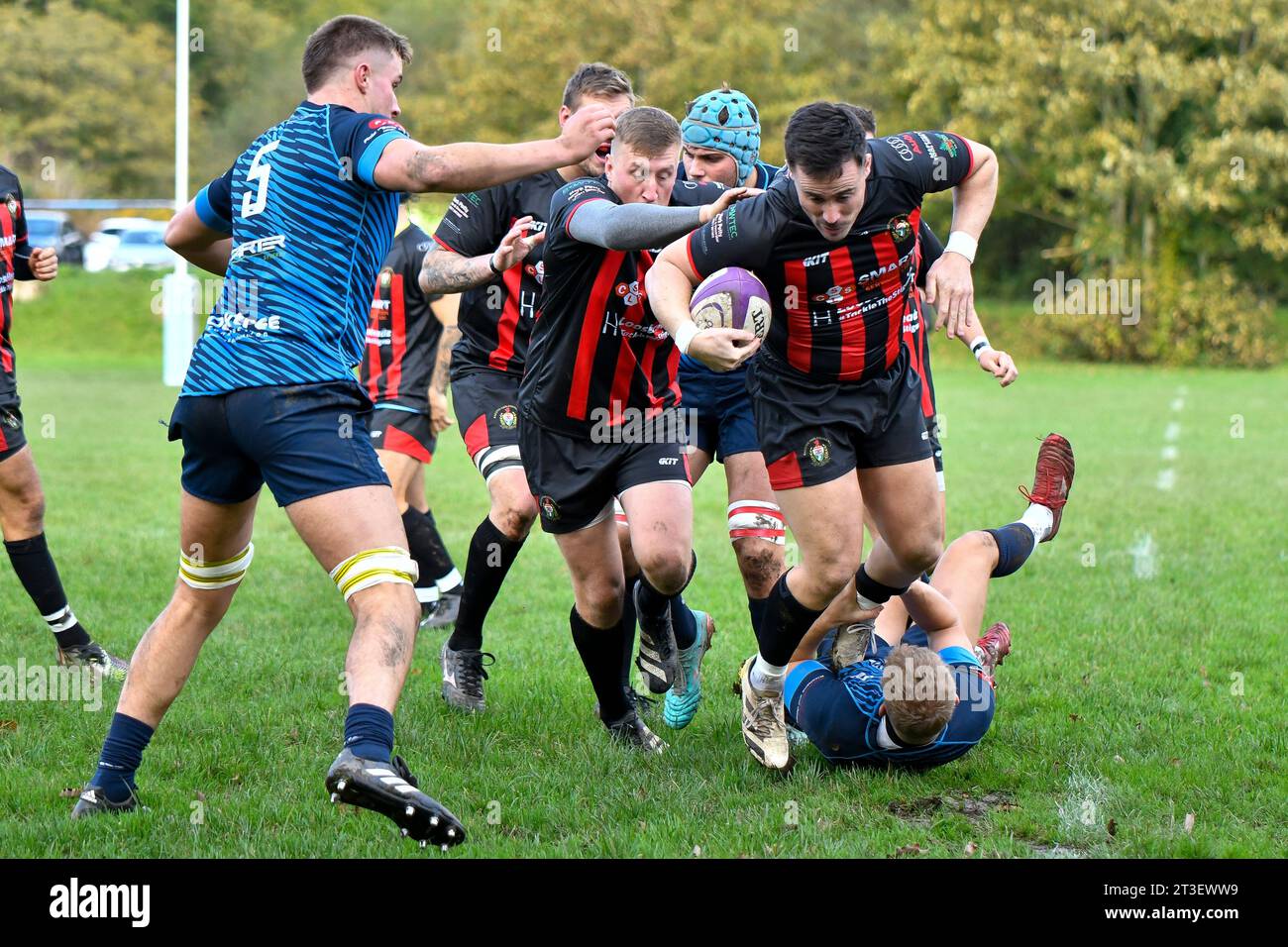 Trebanos, Wales. 21 October 2023. Alex Griffiths of Maesteg Quins ...