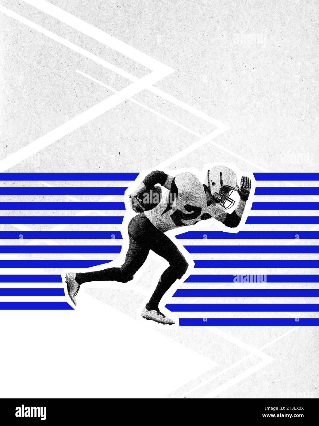 Man, American football player in motion, running with ball over ...