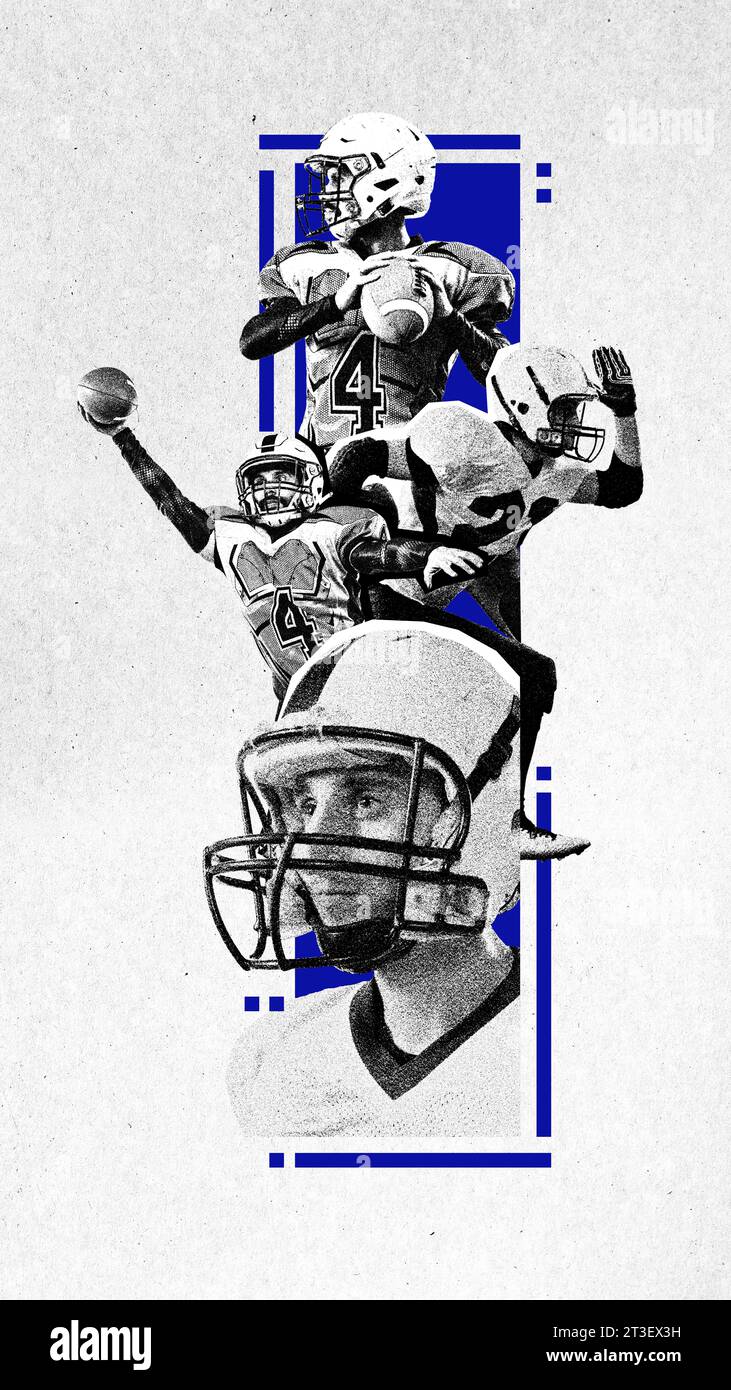 American football players in uniform with ball over abstract background ...