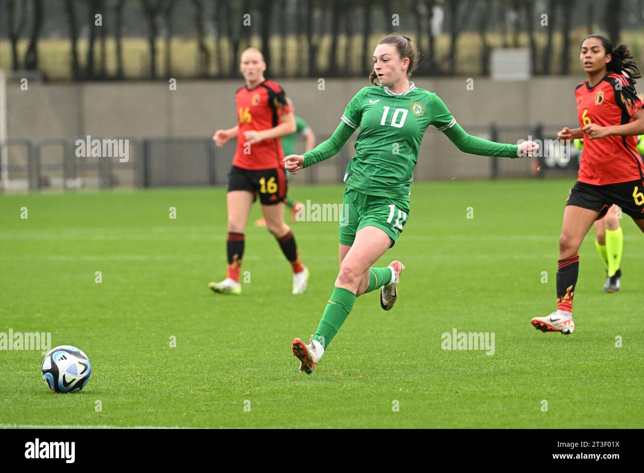 Tubize, Belgium. 25th Oct, 2023. Hannah Healy of Ireland battles for ...