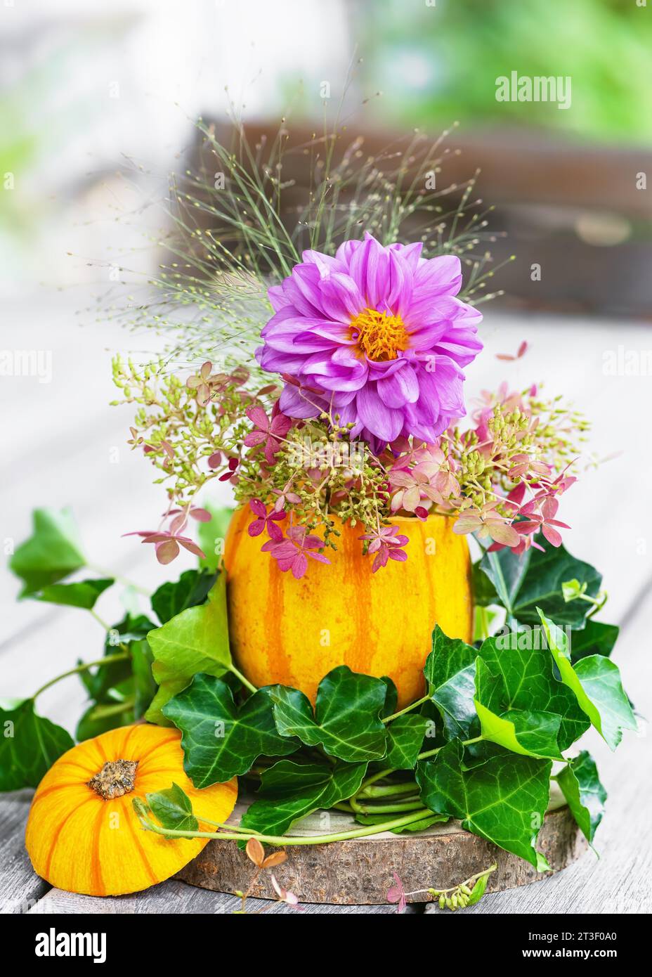 Handmade vase made from spaghetti squash with with beautiful bouquet of ...