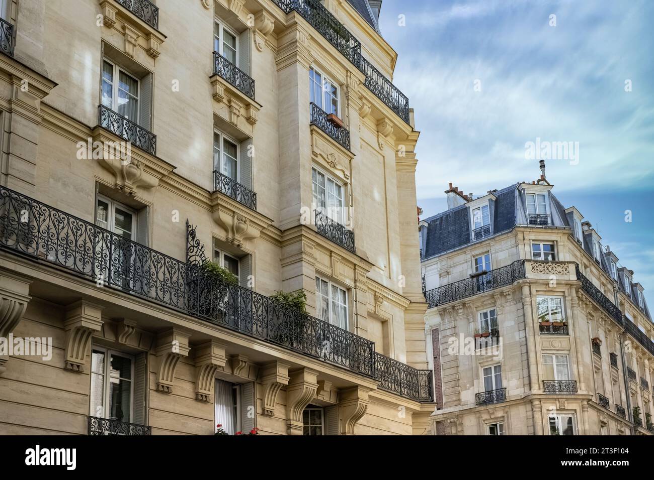 A beautiful shot of historic building facades in the center of Paris ...