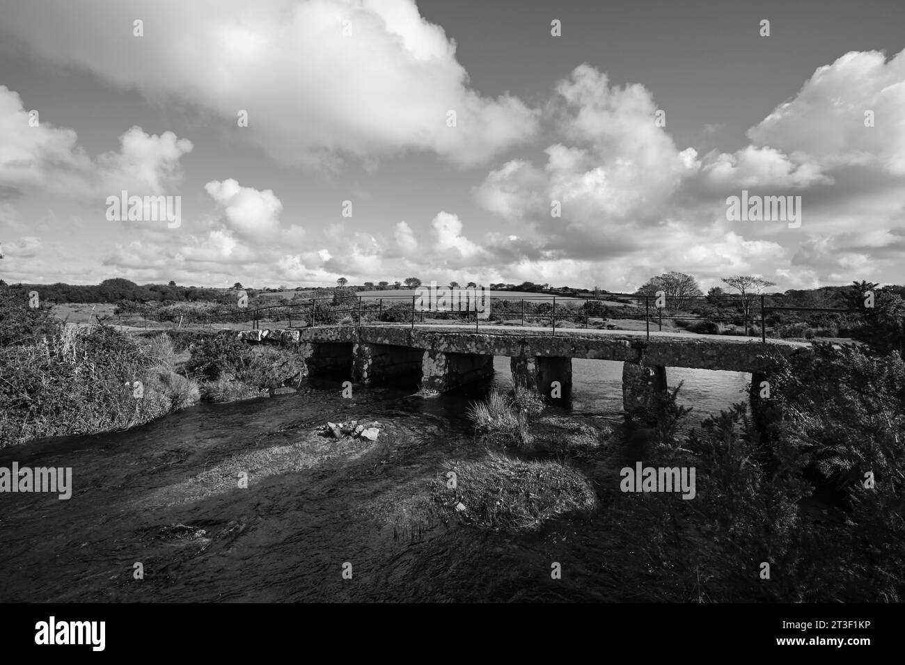 BRIDGE BODMIN MOOR DELPHI BRIDGE ANCIENT CLAPPER BRIDGE CROSSING THE DE ...