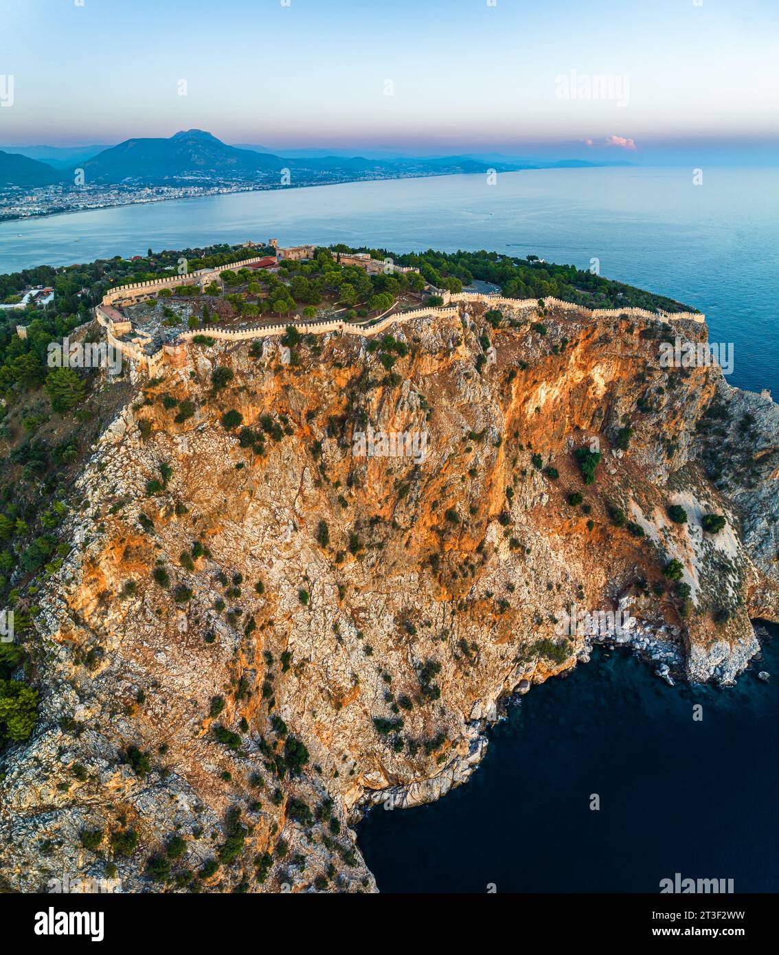 Alanya Castle and Marina from a drone, Alanya, Turkish Riviera on ...