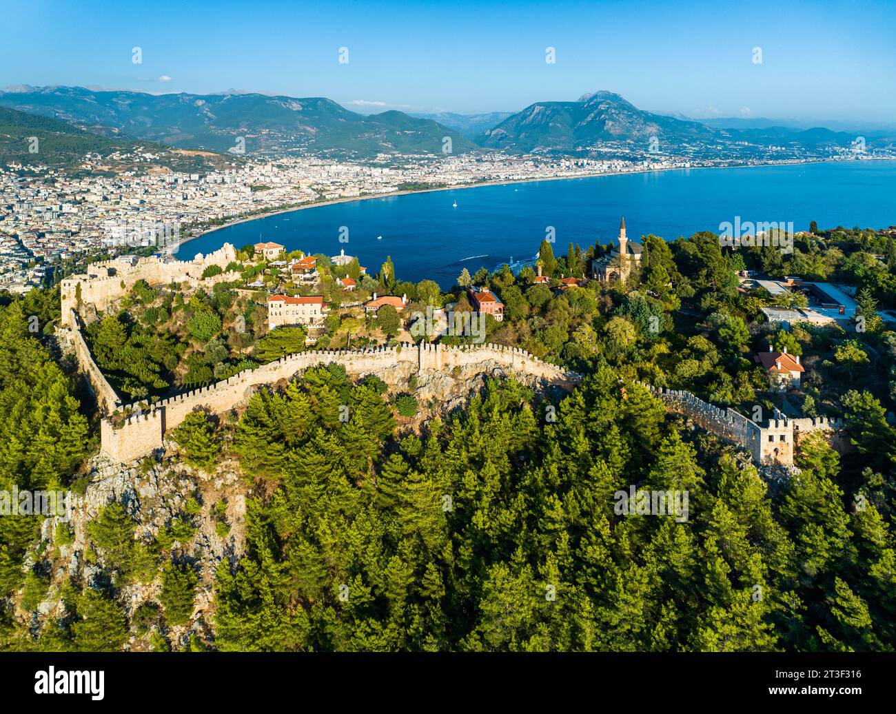 Alanya Castle and Marina from a drone, Alanya, Turkish Riviera on ...