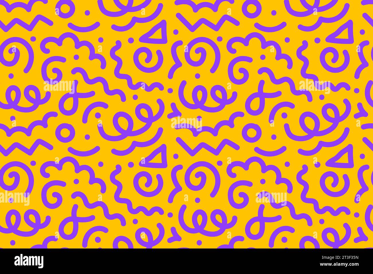 Seamless pattern of colorful abstract squiggles print, scribble spiral ...