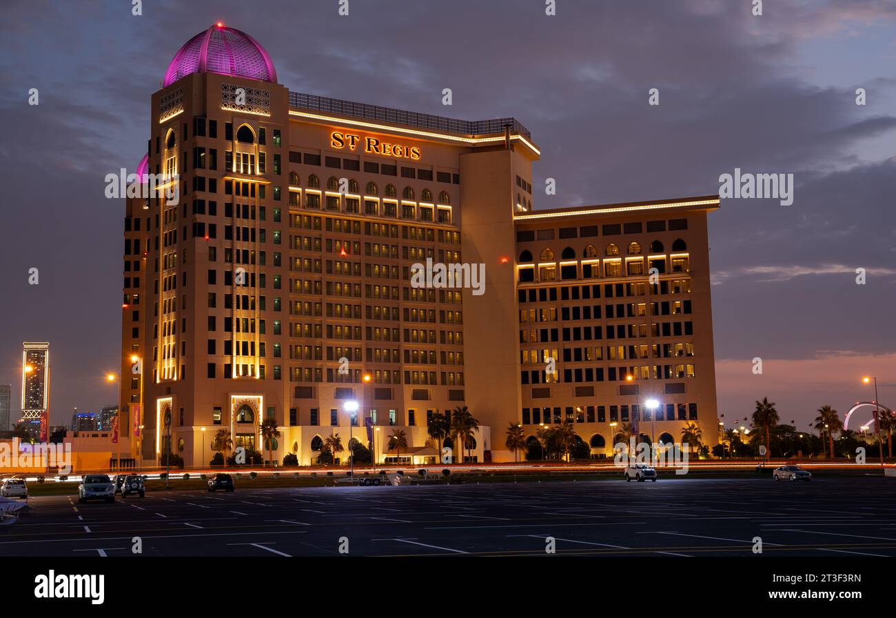 Doha, Qatar- October 11, 2023: The splendid St. Regis hotel is located ...