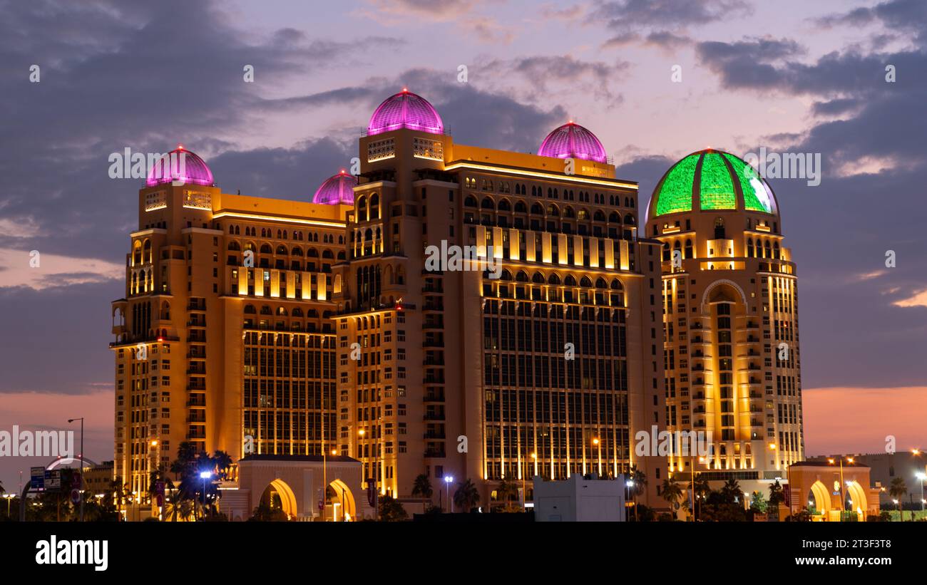 Doha, Qatar- October 11, 2023: The splendid St. Regis hotel is located ...