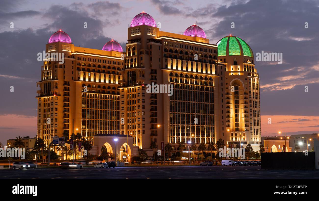 Doha, Qatar- October 11, 2023: The splendid St. Regis hotel is located ...