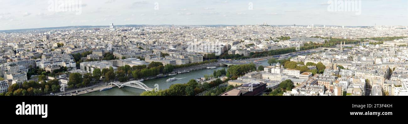 Panorama picture overview of the sea of houses of Paris, urban life in ...