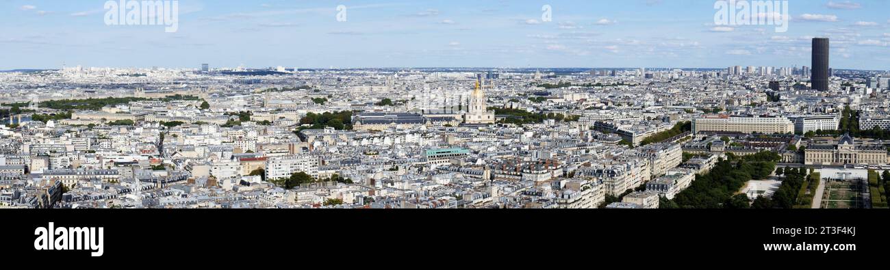 Panorama picture overview of the sea of houses of Paris, urban life in ...
