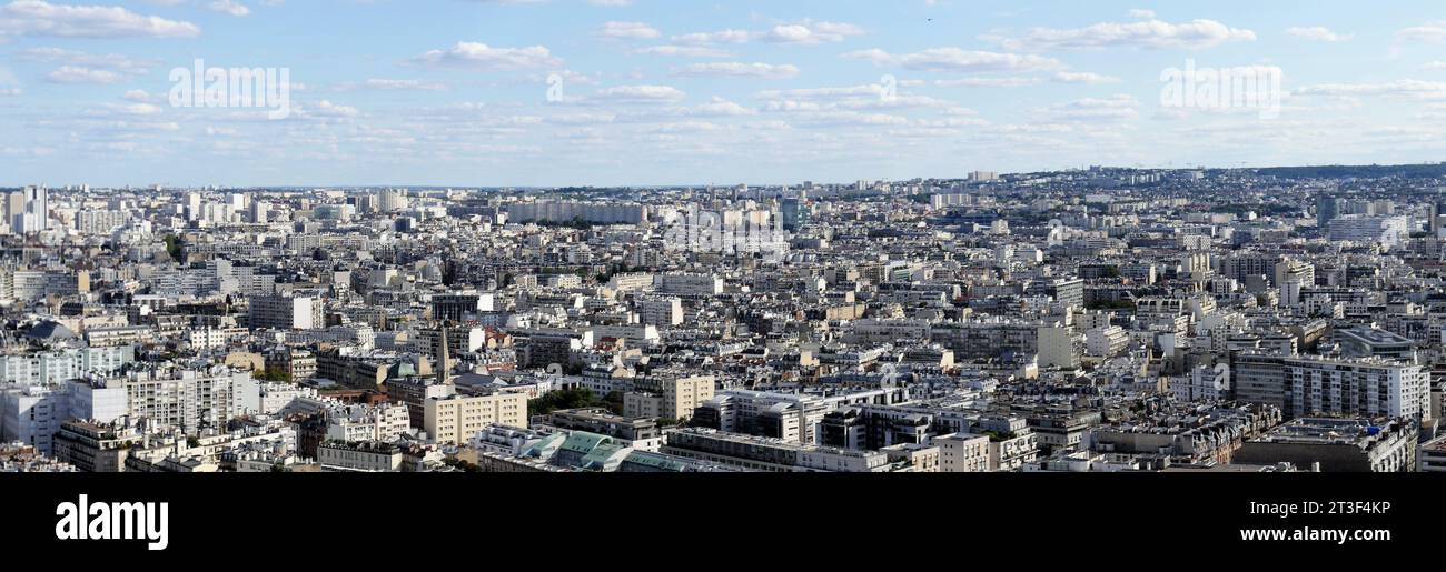 Panorama picture overview of the sea of houses of Paris, urban life in ...