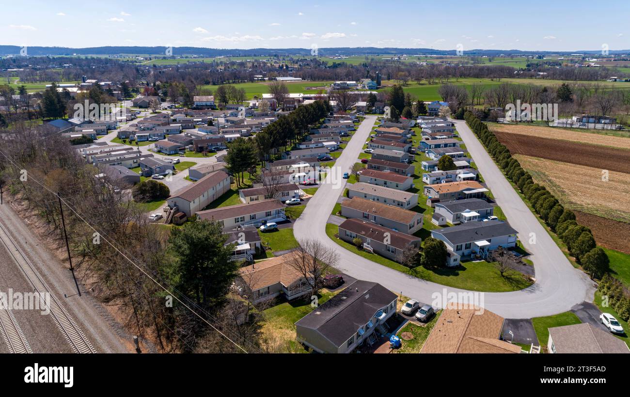An Aerial View of a Mobil, Manufactured, Prefabrication, Home Park ...