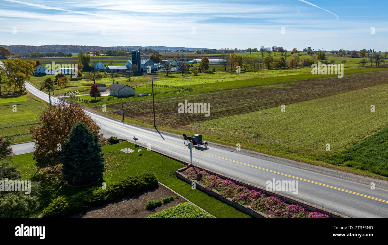 Aerial view horse pulling wagon hi-res stock photography and images - Alamy