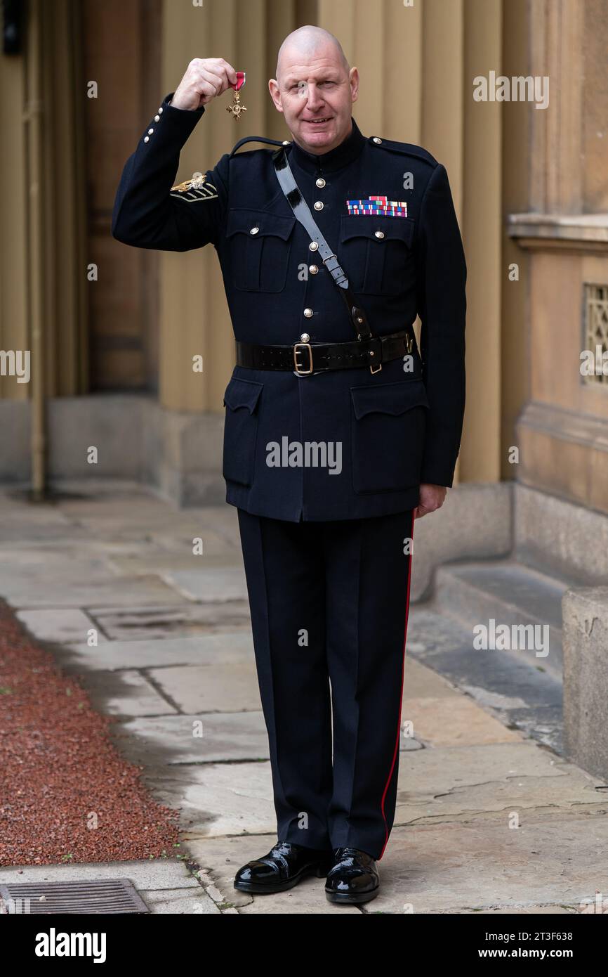 Warrant Officer Class 1 Andrew Stokes, Coldstream Guards, after being ...