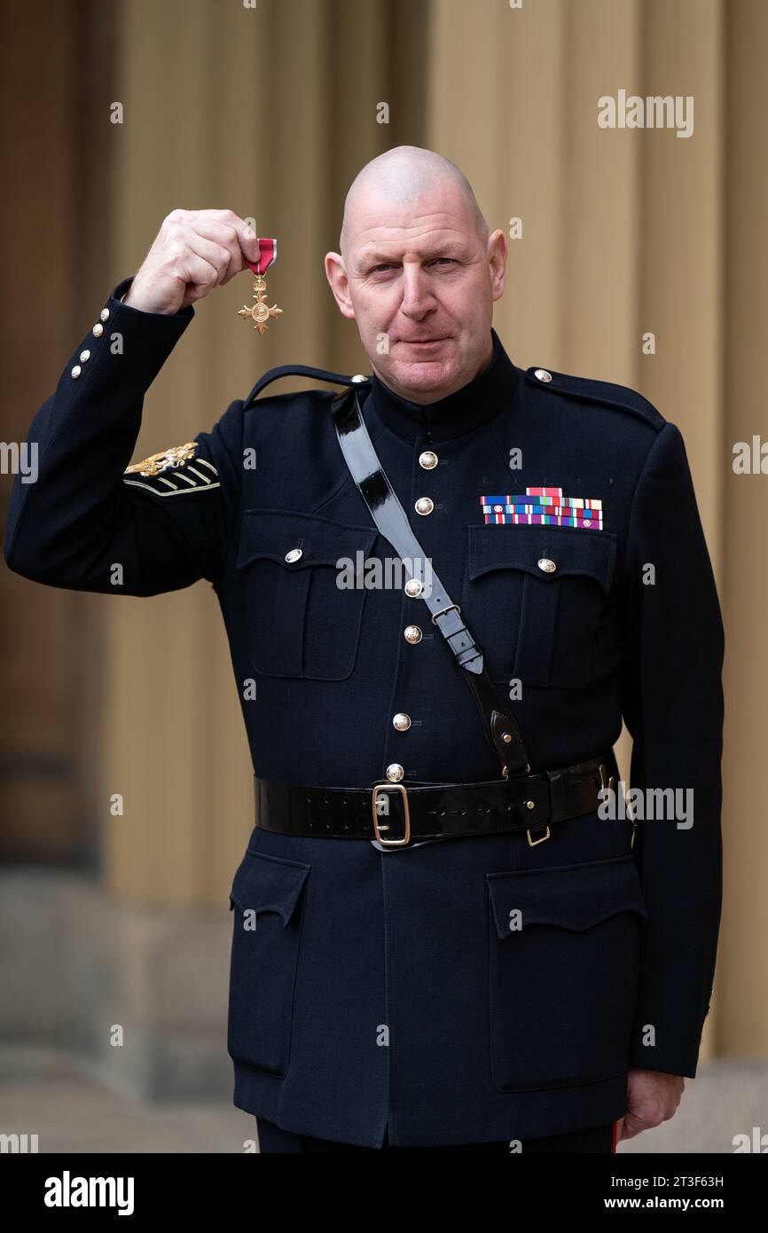 Warrant Officer Class 1 Andrew Stokes, Coldstream Guards, after being ...