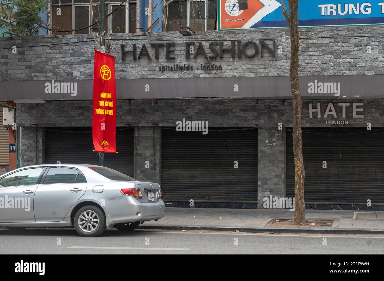 A shuttered shop in Hanoi, Vietnam, called I Hate Fashion, that claims ...