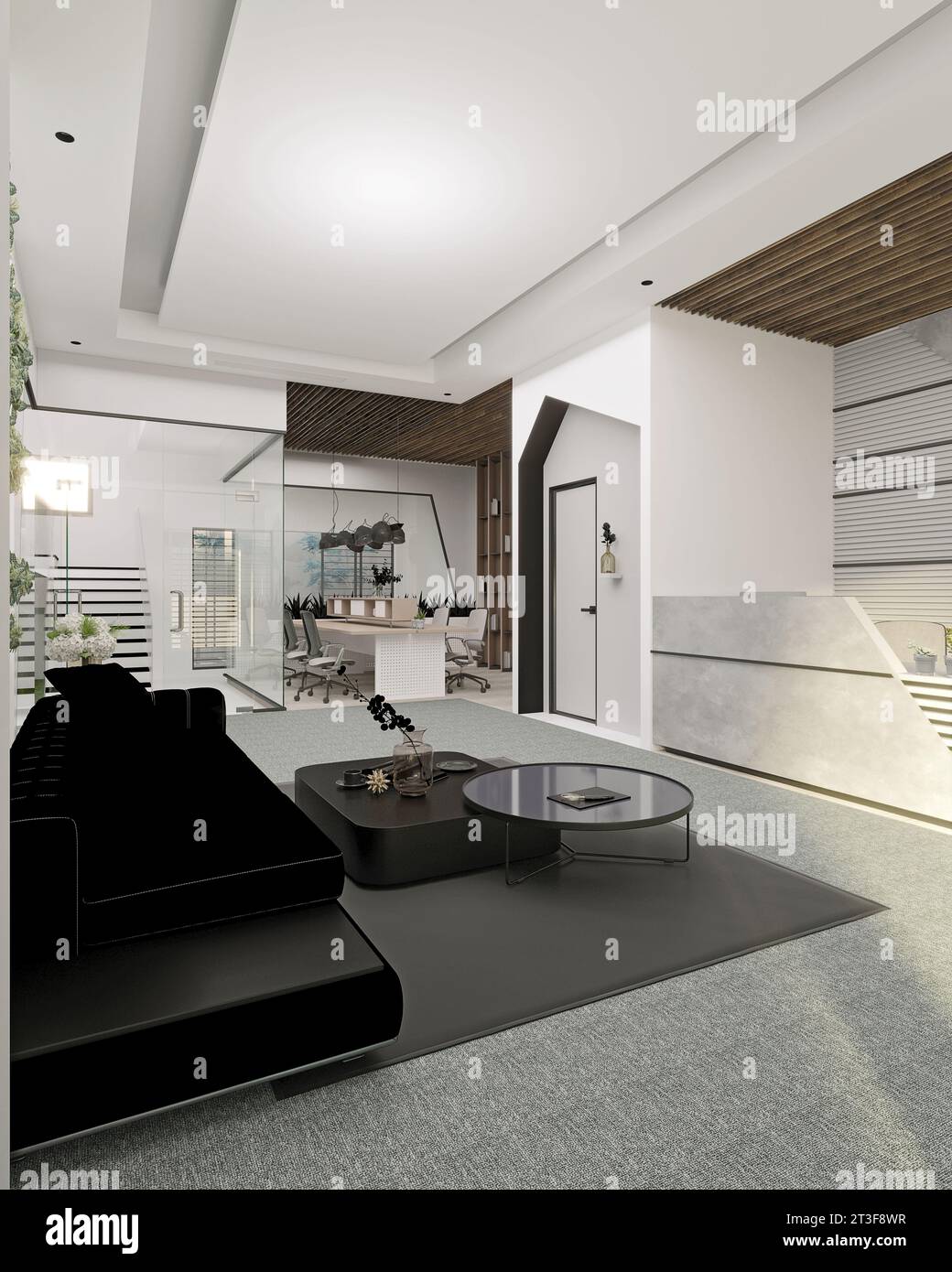 Modern large office interior 3d rendering Stock Photo - Alamy