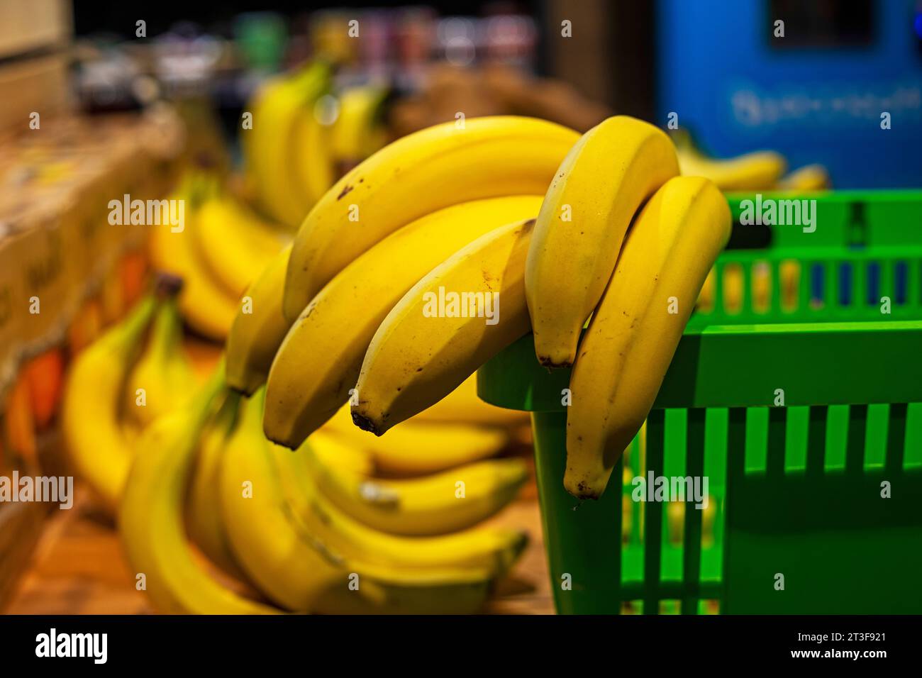 Bananas on display at a grocery store hi-res stock photography and ...