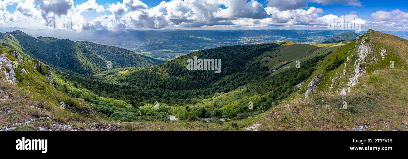 Grand Colombier Pass. View of the Col Du Grand Colombier, the forest ...