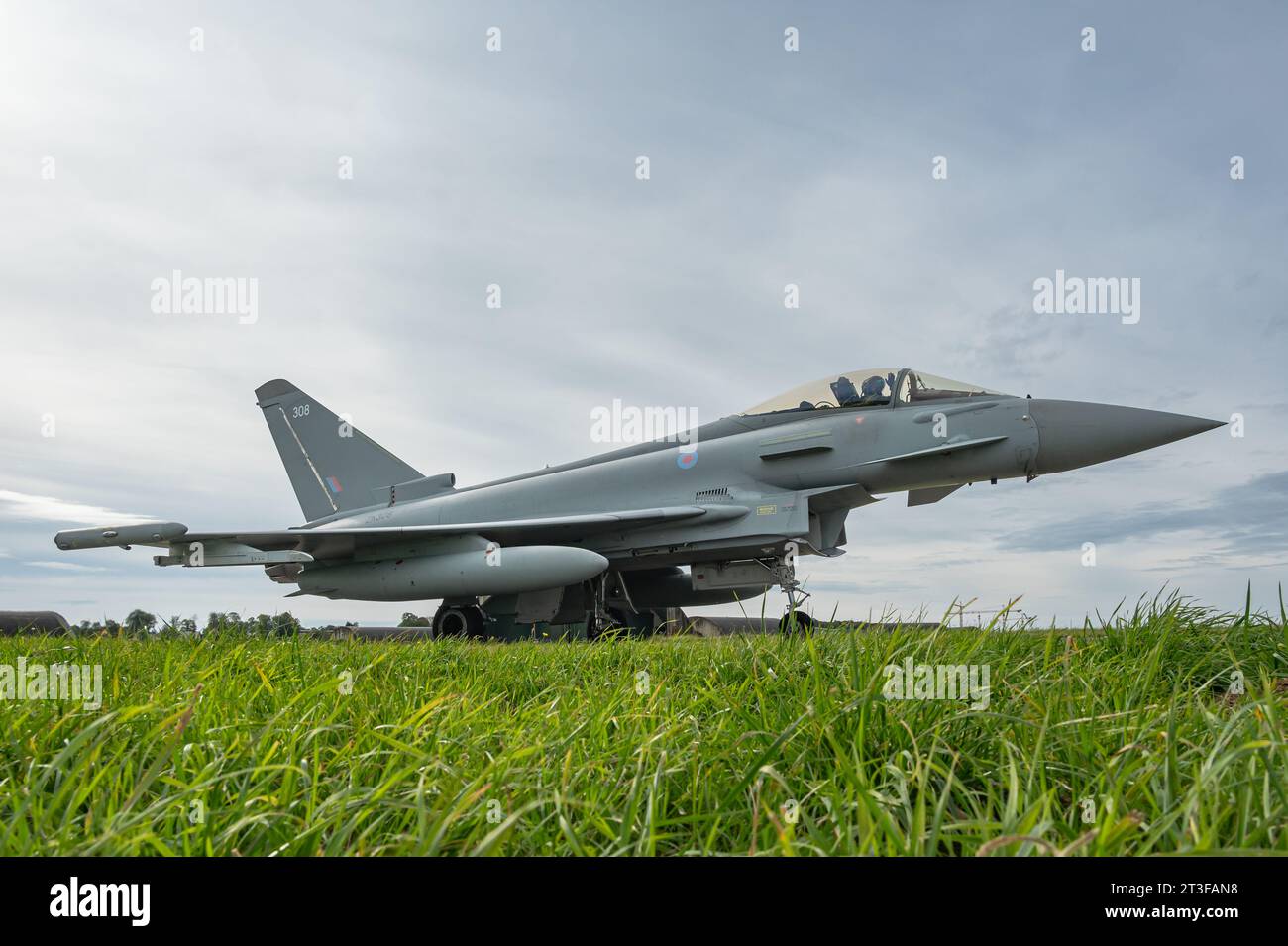 A Eurofighter Typhoon twin-engine multirole fighter jet of the Royal ...